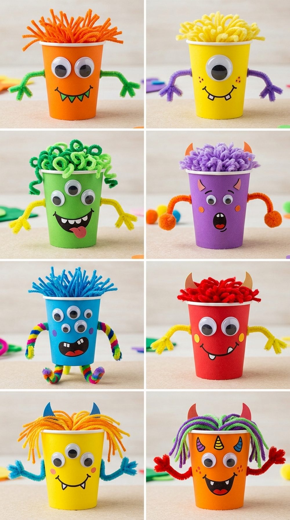 8 Paper Cup Monsters - Katy Craft Ideas